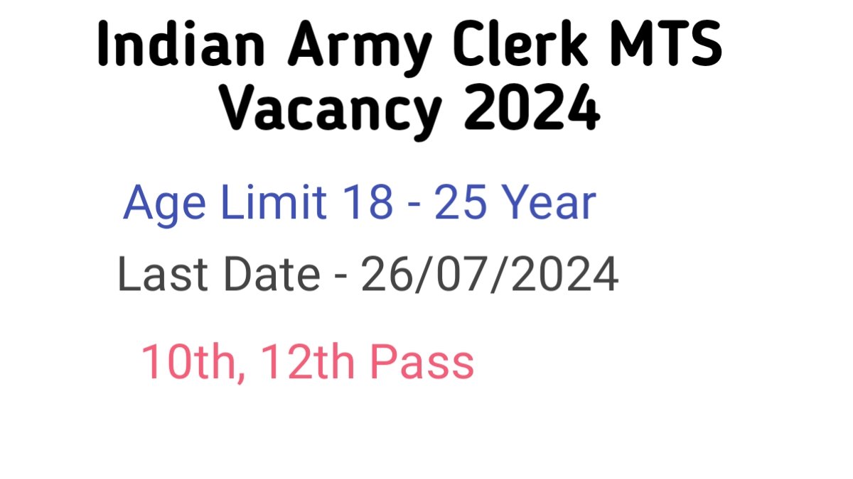 Indian Army Clerk MTS Vacancy 2024 भारतीय सेना में निकली भर्ती अभी करे ...