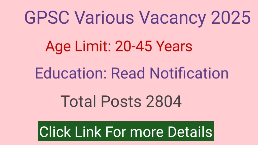 GPSC Various Vacancy 2025 Apply Online, Notification, Eligibility ...