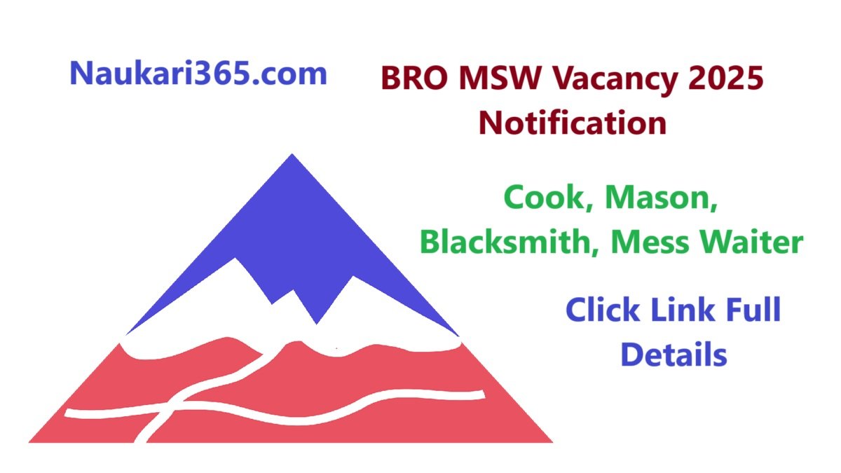 BRO MSW Vacancy 2025 Notification, Eligibility, Important Dates ...